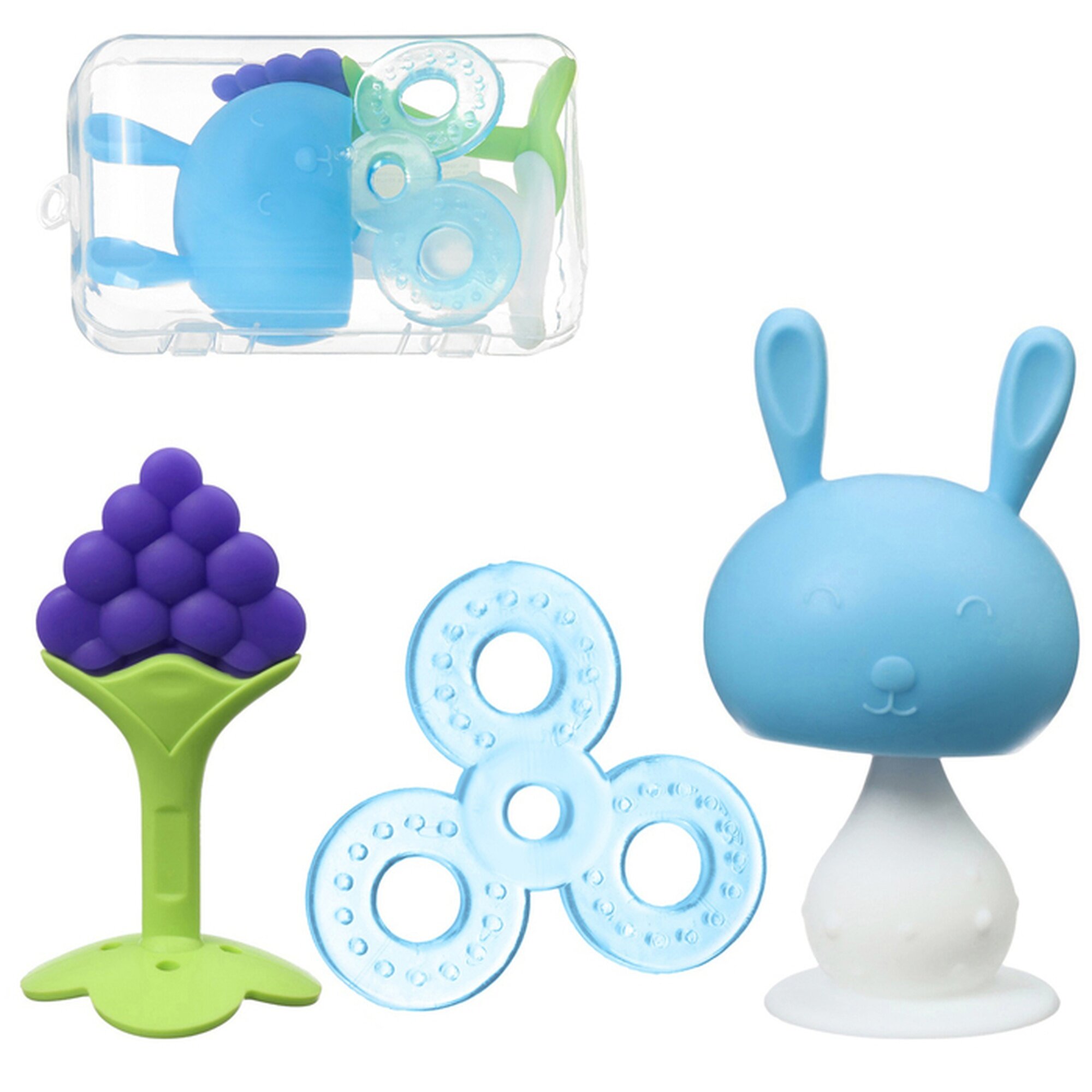 Набор прорезывателей силиконовых "Мой Зайка", с погремушкой, 3 шт, в кейсе, Крошка Я