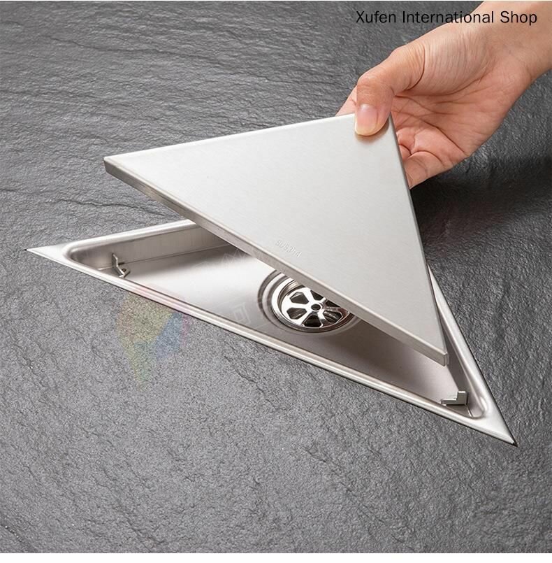 Трап из нержавеющей стали, 280х200 мм, угловой, вертикальный, с сухим затвором