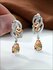 Комплект серег, фианит, искусственный камень, белый, экрю, золотой
