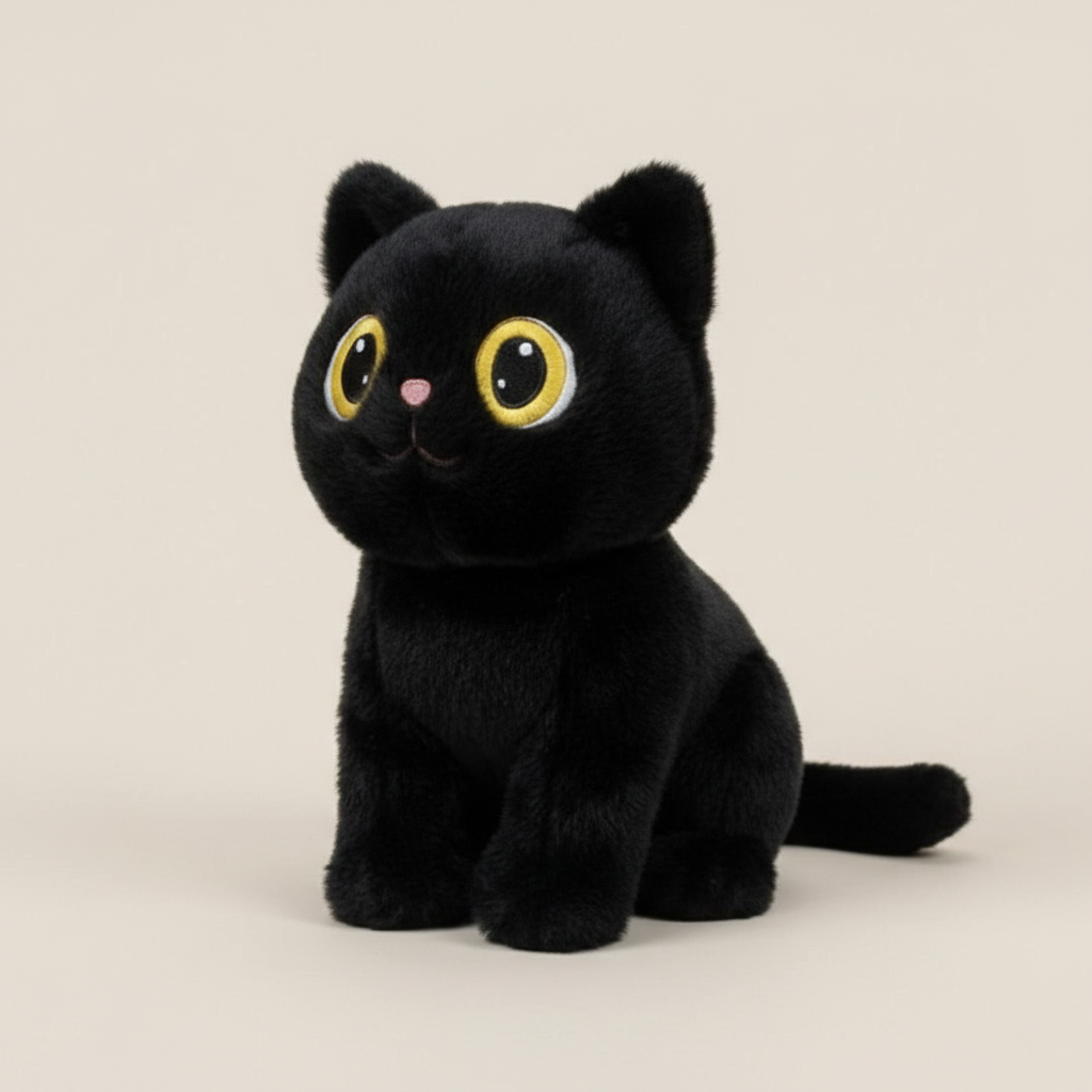 Плюшевый котенок черый мягкая игрушка