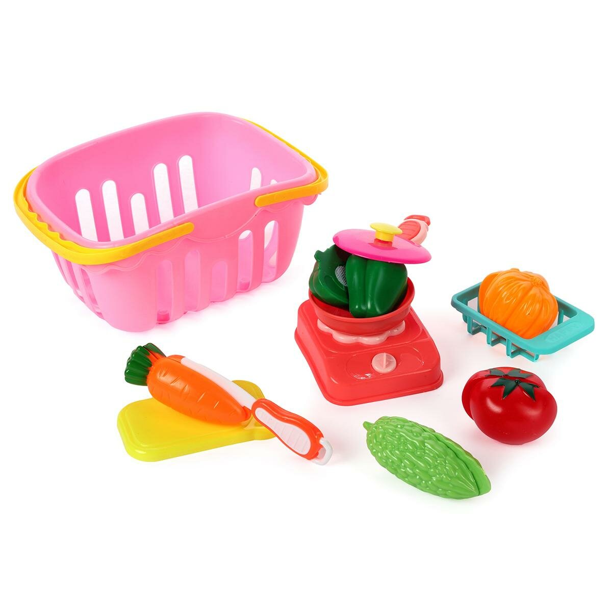 Игровой набор продуктов с корзинкой, ножом и овощами, 21х15х10 см