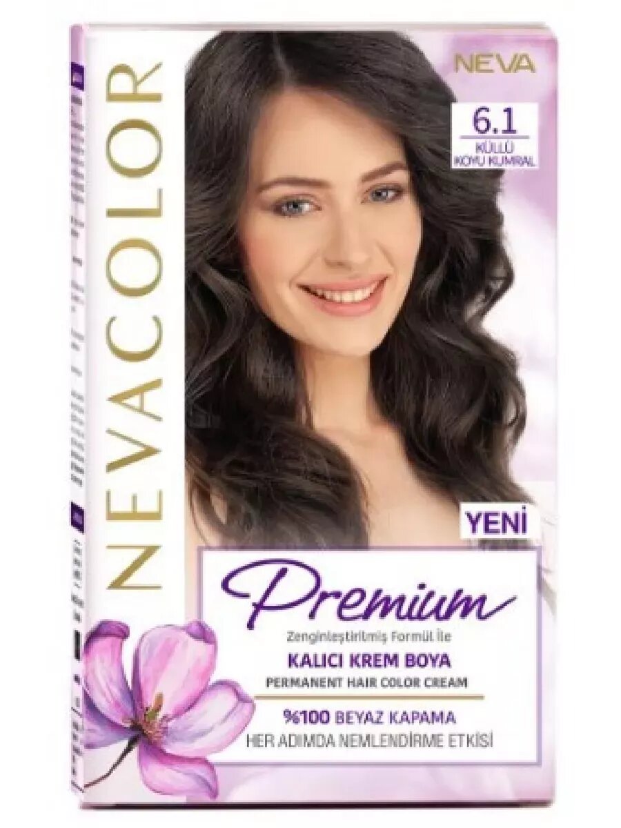 Nevacolor PRЕMIUM стойкая крем краска для волос 6.1 DA-2шт.