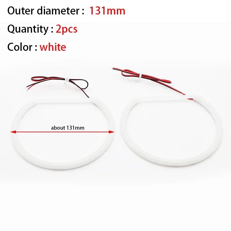 Супер яркие кольца, хлопковые светодиодные фары «ангельские глазки», 60 мм, 70 мм, 131mm semi-circle