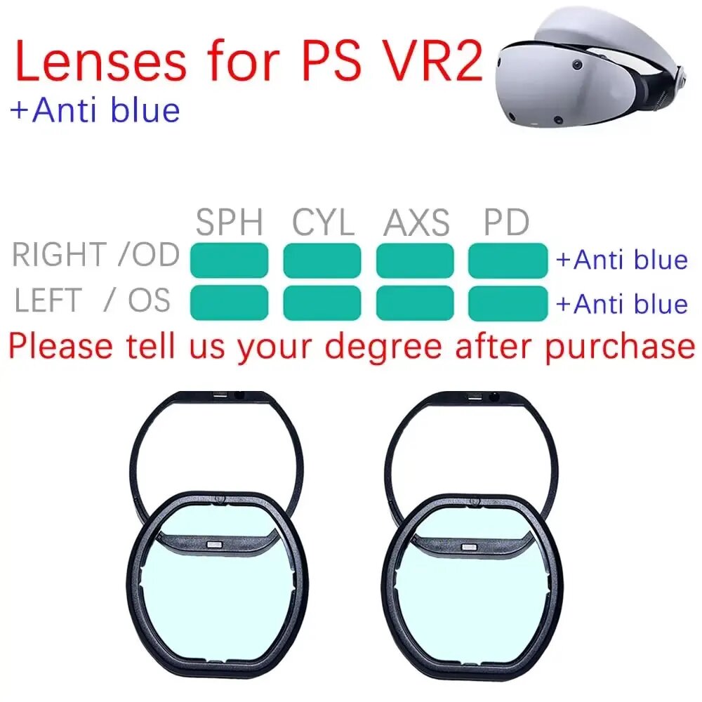 Линзы для VR очков RCNZMT для Oculus Quest 2/Quest 3S/Quest 3/PICO 4/PS VR2 for PS VR2 Anti blue