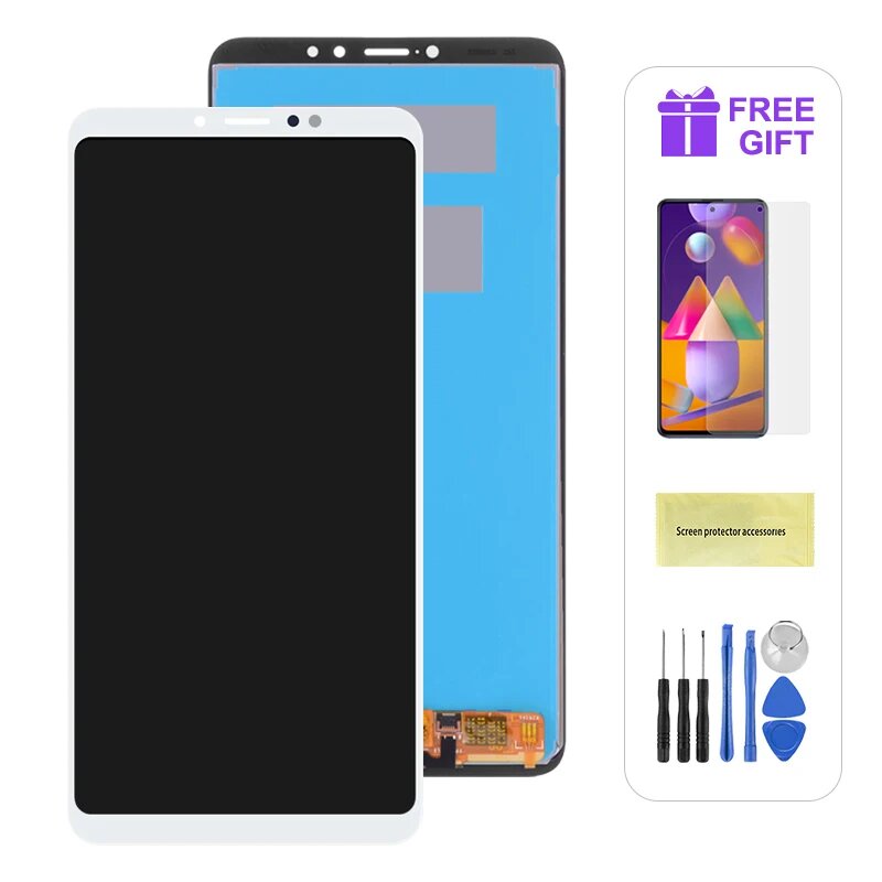 ЖК-дисплей AMOLED 6,9 дюйма для Xiaomi Max3, ЖК-дисплей с сенсорным экраном и дигитайзером в сборе для Xiaomi Mi Max 3, сменный экран с рамкой White No Frame