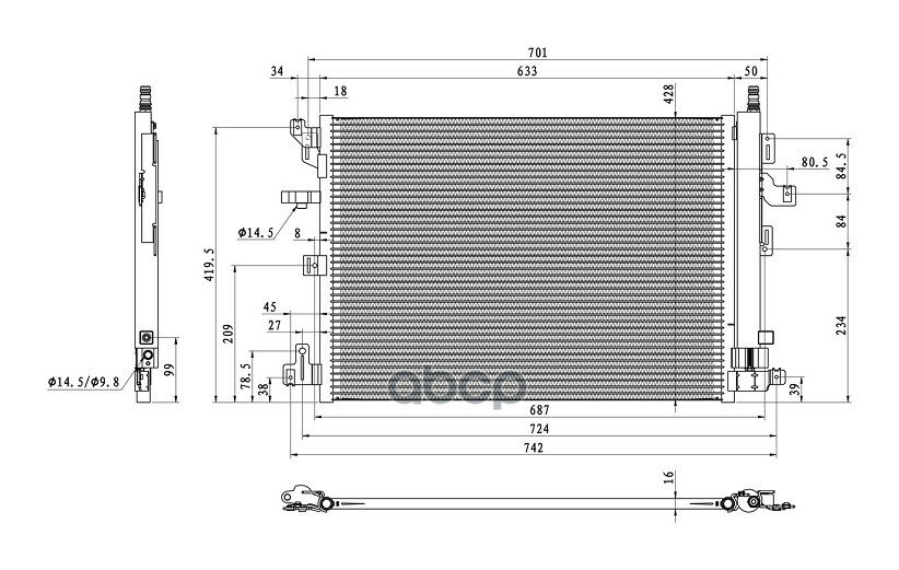 Радиатор кондиционера VOLVO XC90 02- M-TEX арт. MTR35889