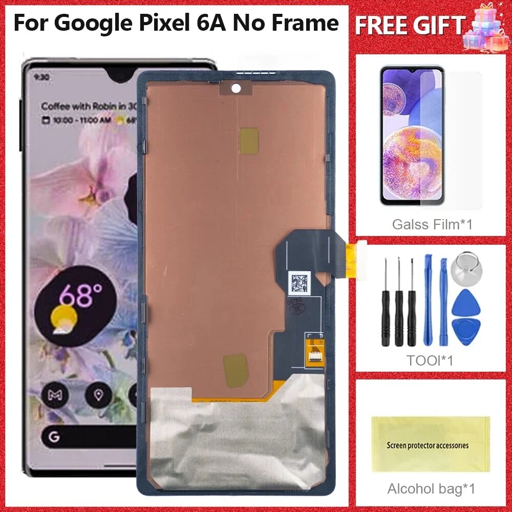 AMOLED для Google Pixel 6A, ЖК-дисплей, дигитайзер сенсорного экрана GX7AS GB62Z G1AZG GB17L, детали экрана для Pixel 6A, ЖК-дисплей