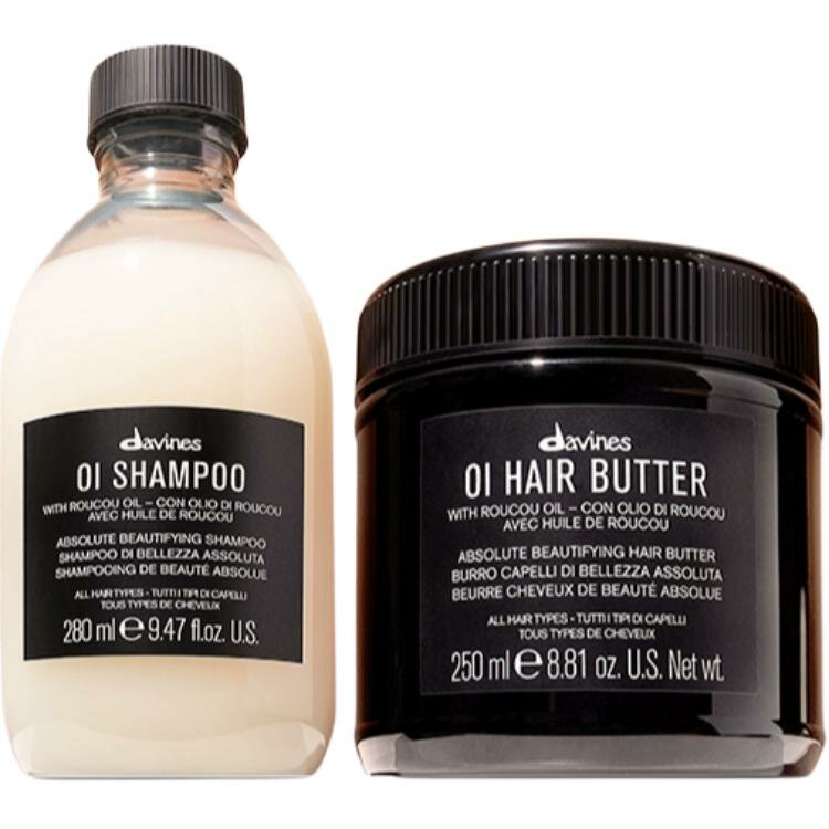 Набор унисекс DAVINES OI шампунь 280 мл + бальзам 250 мл, увлажняющий очищающий разглаживающий