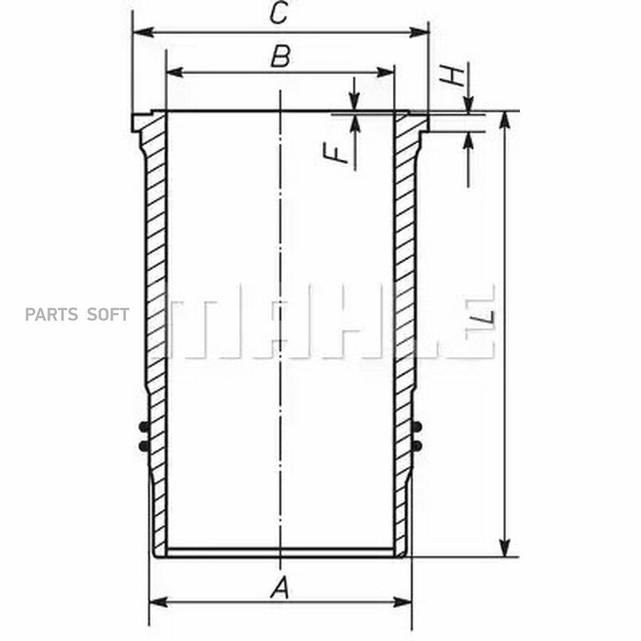 Гильза RVI D=123mm от официального дистрибьютора, MAHLE, артикул 209WN2100