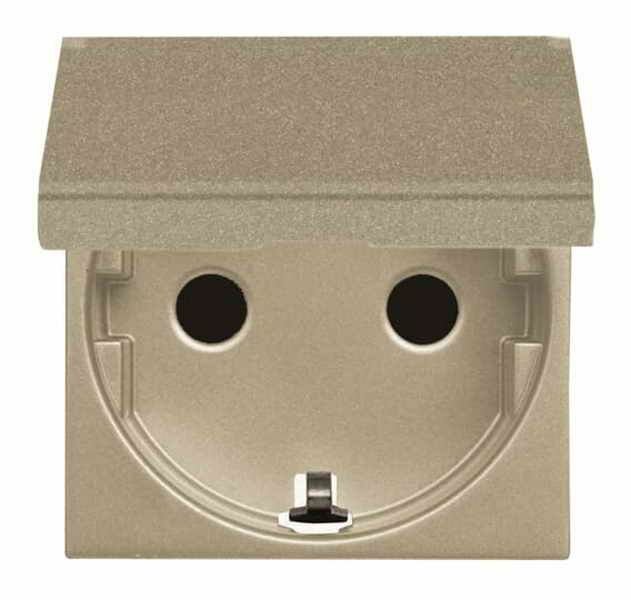 Розетка 220В с/з, с крышкой со шторками, 16А / 250В ABB Zenit, шампань (N2288.1 CV) 2CLA228810N1901