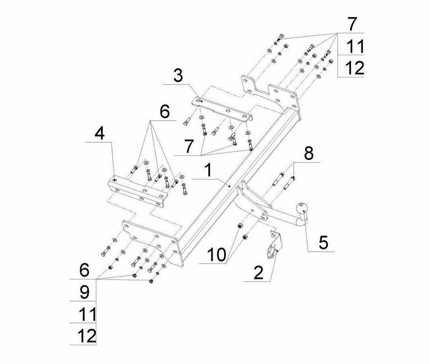 Фаркоп для Mitsubishi Outlander 2003-2007 Тип шара: A. Нагрузки: 1500/75 кг, MI 24