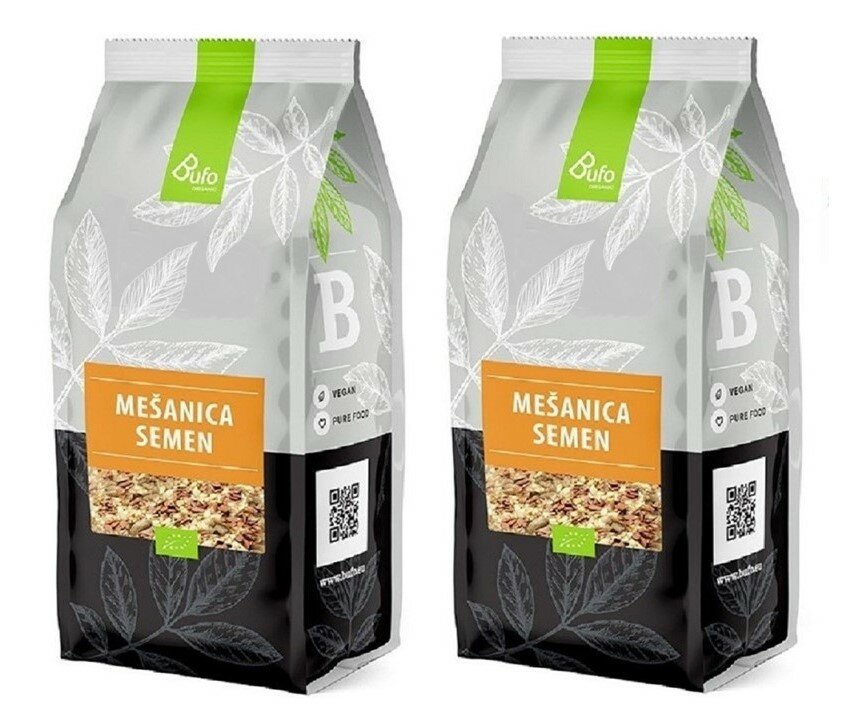 Семена микс (подсолнечник, тыква, лен, кунжут) Bufo Словения 2х400г
