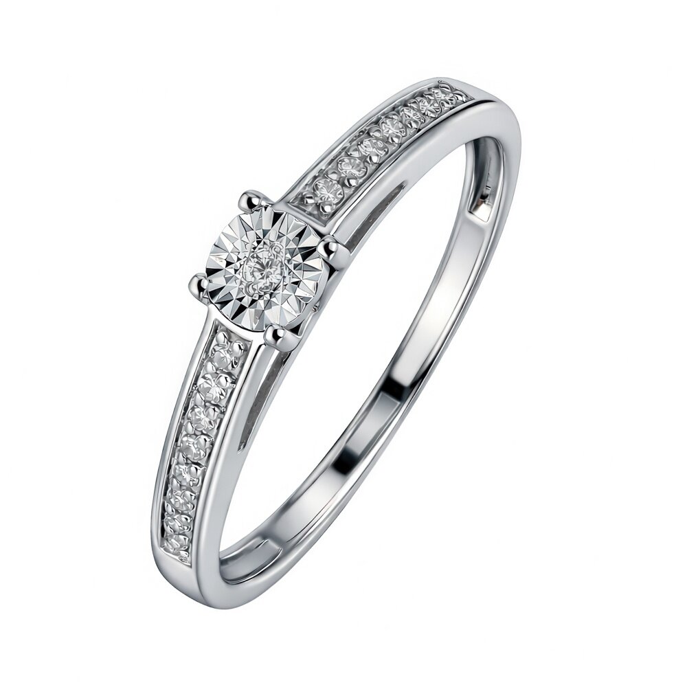 Кольцо, белое золото, 585 проба, родирование, бриллиант