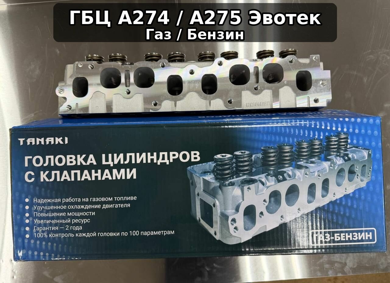 Головка блока цилиндров ГАЗель A274, A275 (Эвотек) с клапанами, ГБО A2755EVOTECH