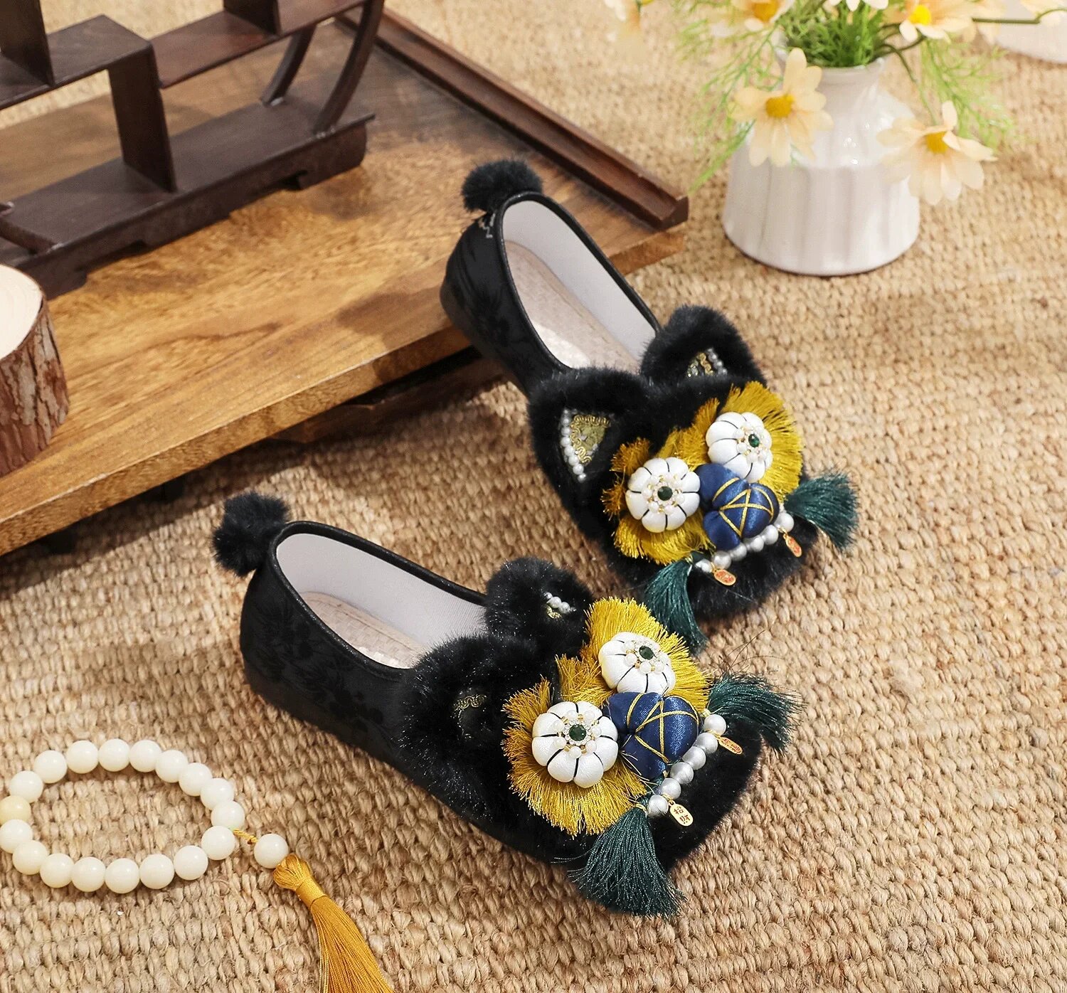 Модная тканевая обувь в этническом стиле, женские туфли 36, Темно-синий, 4-317-64 black blue