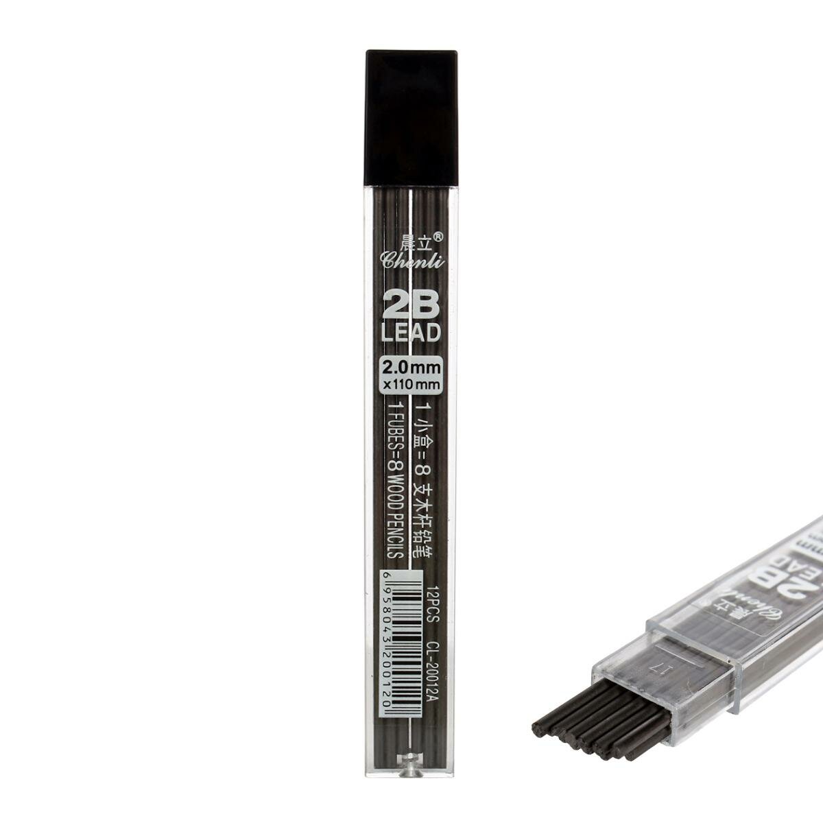 Грифели цанговые 2мм HB, 12шт в пластиковом футляре, "C-40112"