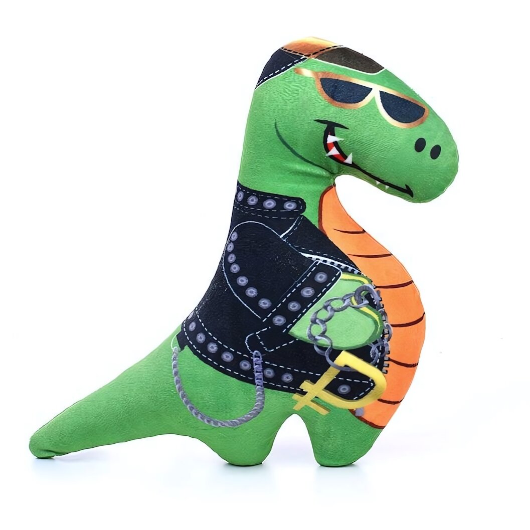 Мягкий динозавр 29*7*27см, стильный дизайн с жилетом и очками, для игр и декора
