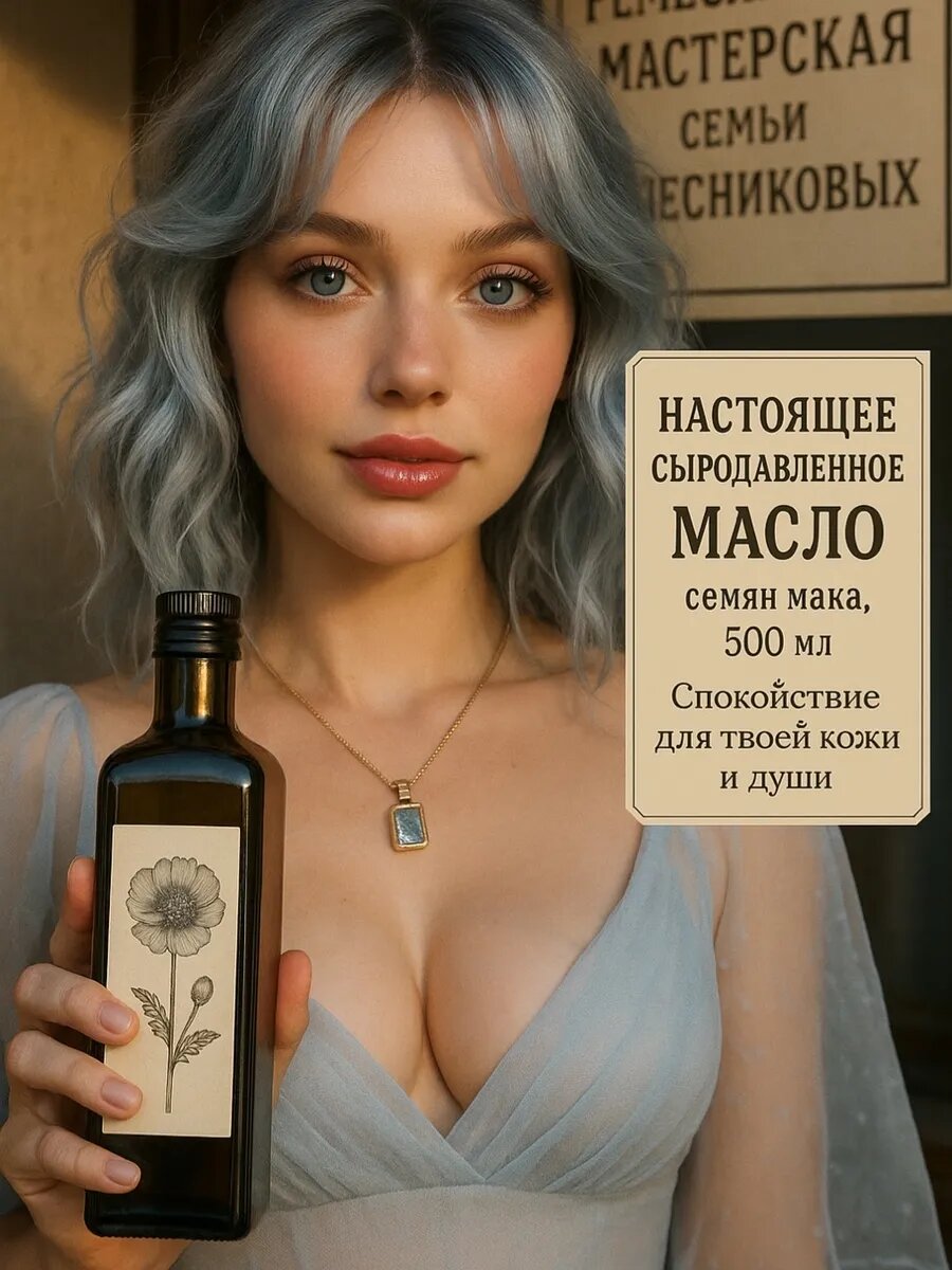Настоящее сыродавленное масло семян мака - 500 мл.