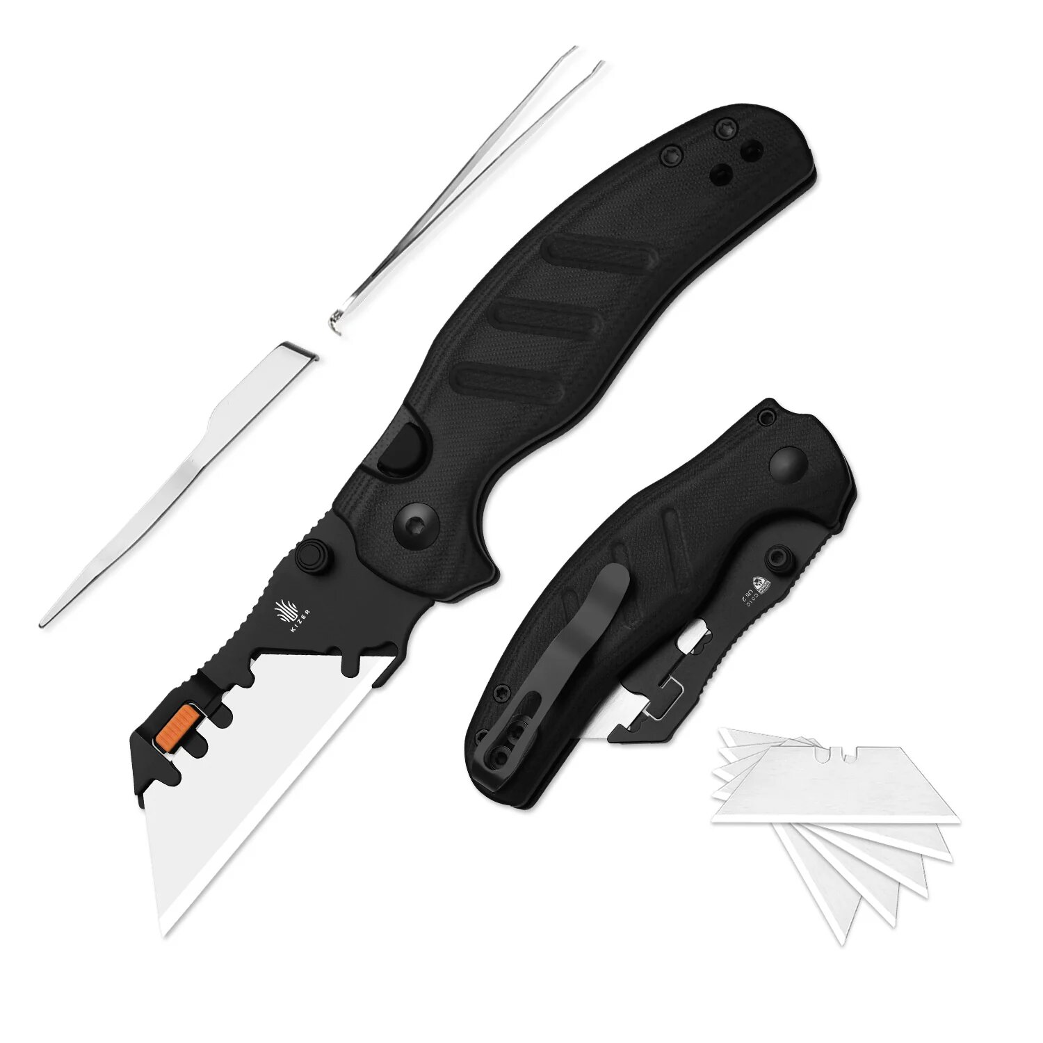 Складной нож Kizer C01C Uti 2, сталь 5Cr15MoV, рукоять черный G10