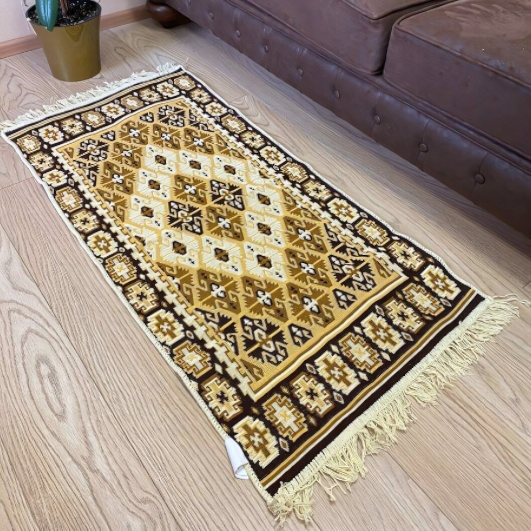 Коврик интерьерный двухсторонний с бахромой 60х120 см, хлопок, геометрический узор