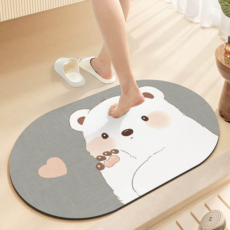 Быстросохнущий коврик из диатомитовой земли, 40x60 см, сердечко, нескользящая аксессуар для пола в ванной