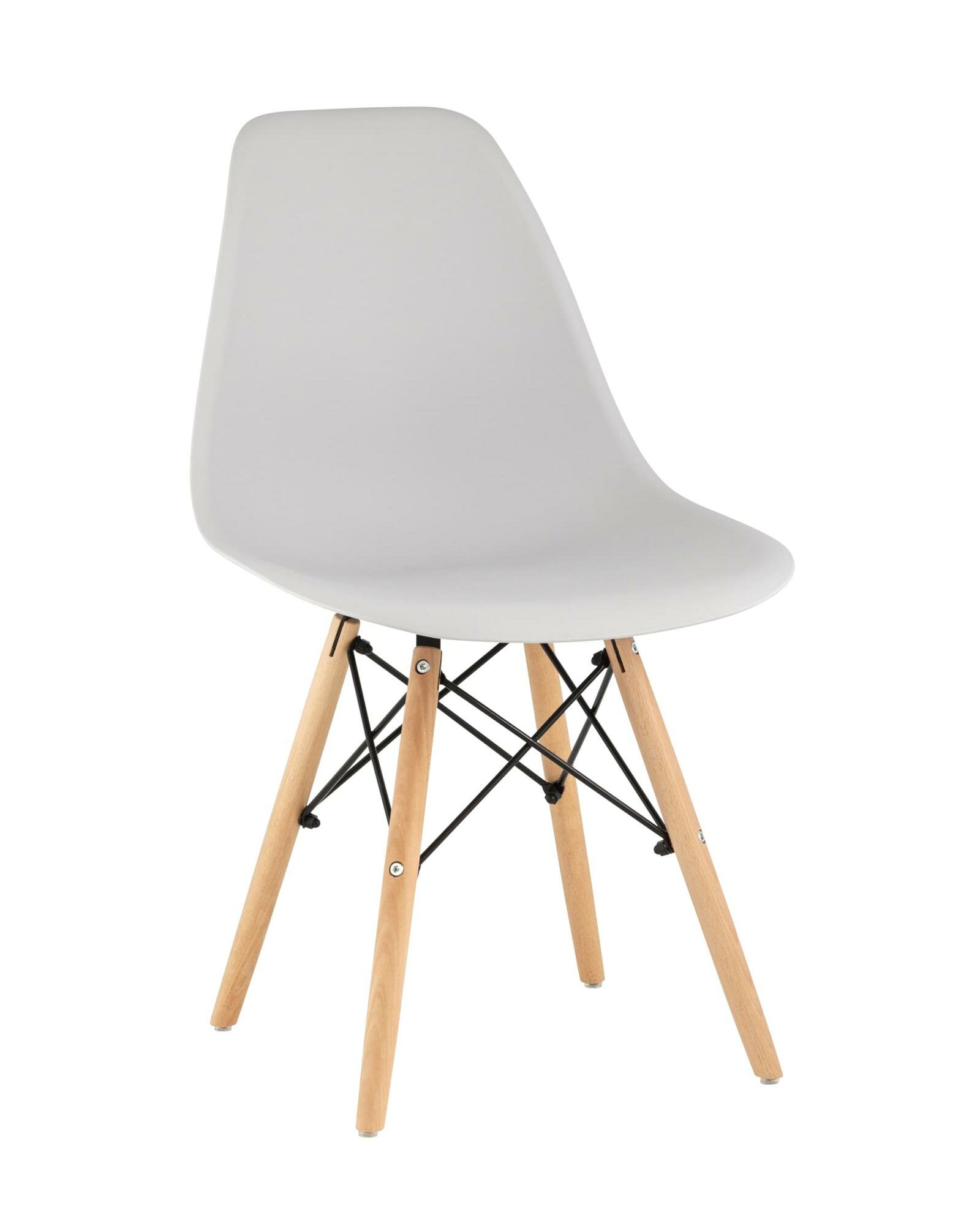 Стул Eames Style DSW STOOL GROUP светло-серый, пластик и дерево, твердое сиденье, без подлокотников