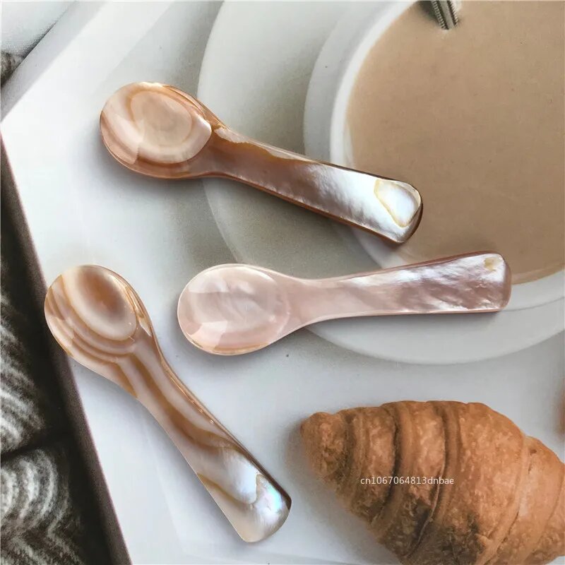 Десертная ложка из ракушки, 2 шт, Pink coffee
