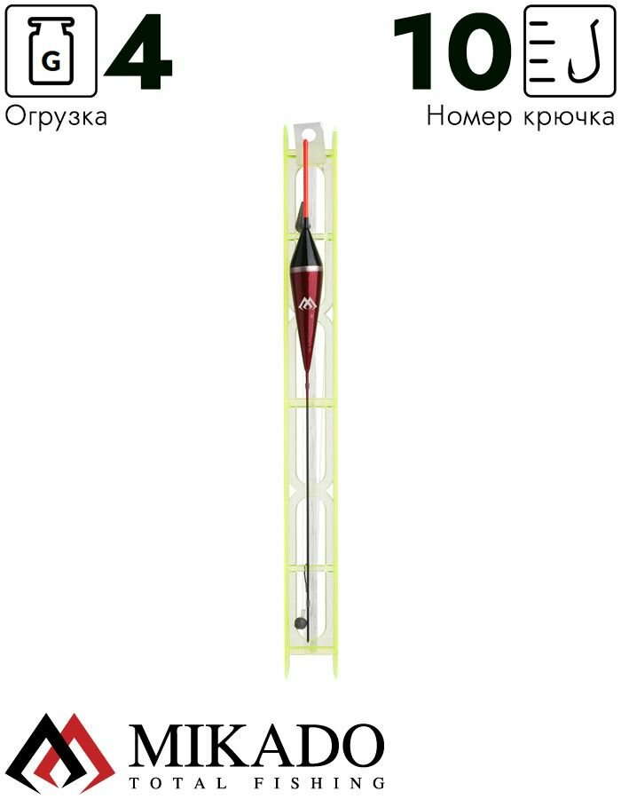 Оснастка для удочки Mikado 009 - 4.0 г. (леска 8 м, 0.16, поводок 0.14, крючок 10)