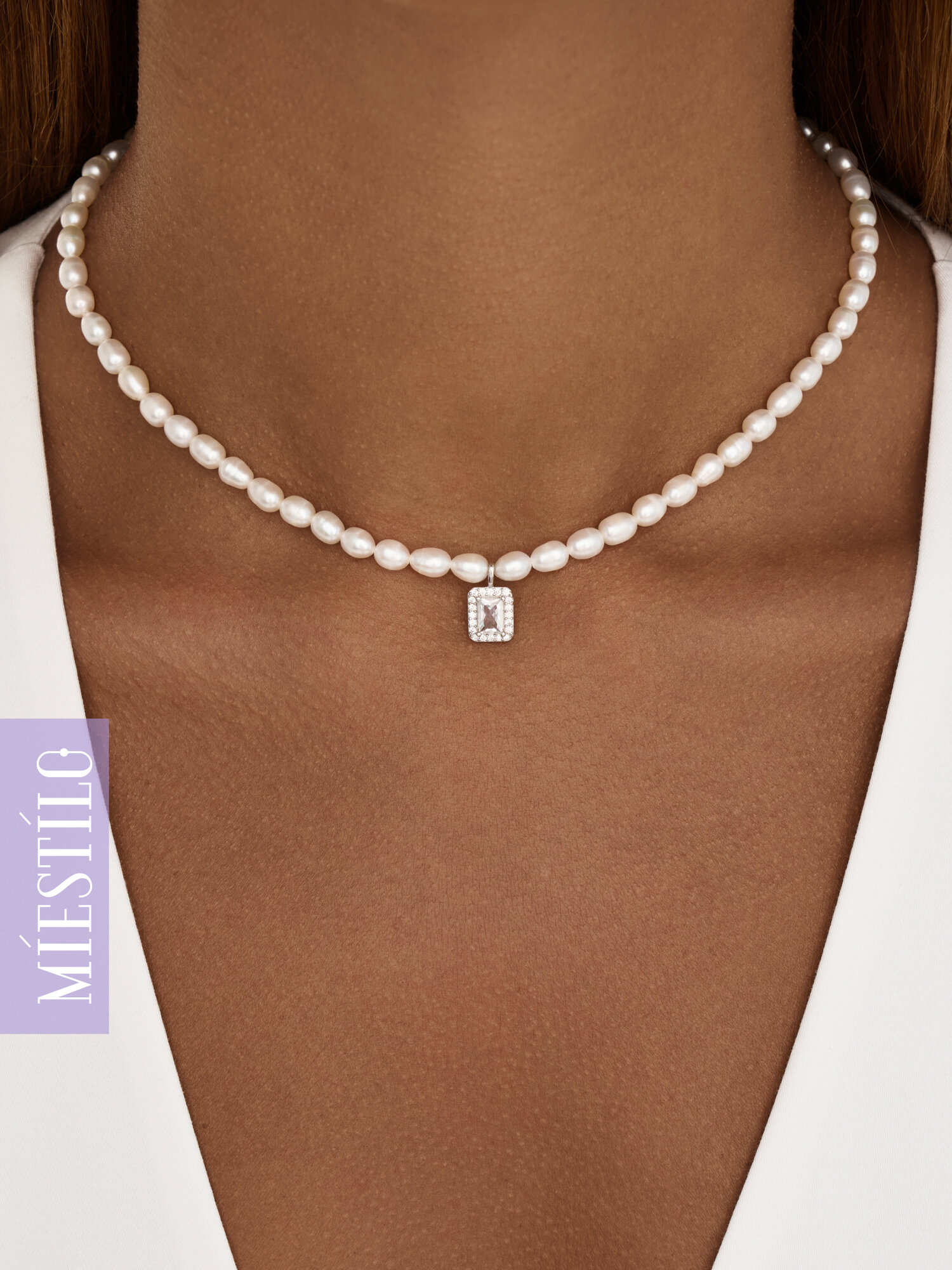 Колье, серебро, 925 проба, родирование, фианит