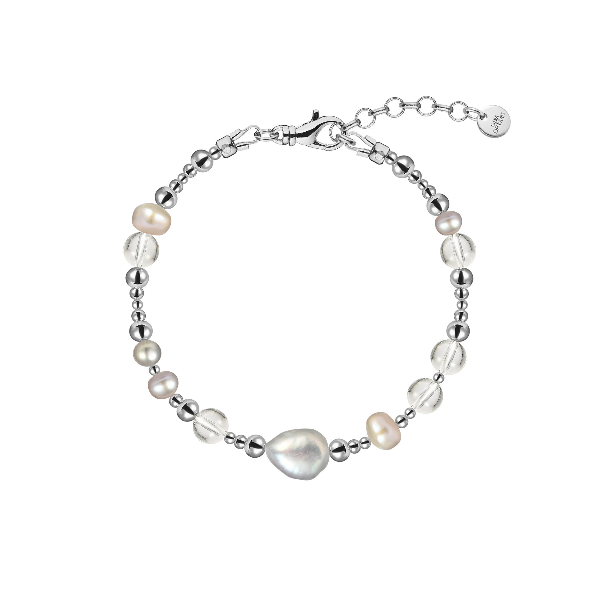 Браслет-цепочка, жемчуг культивированный, горный хрусталь