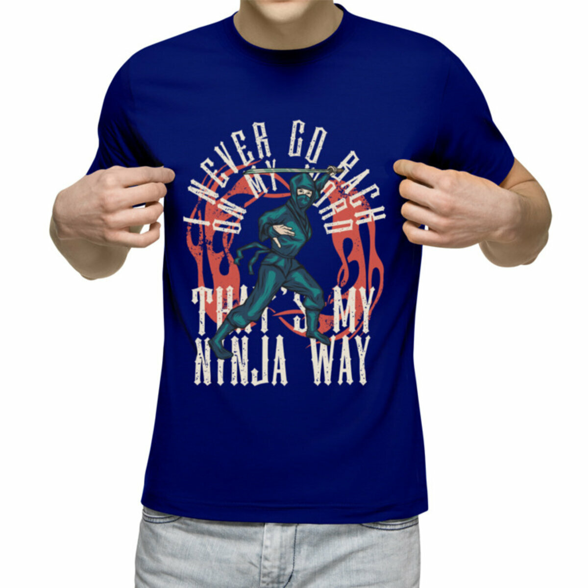 Мужская футболка «Это мой путь ниндзя, Девушка ниндзя» (синий, 2XL)
