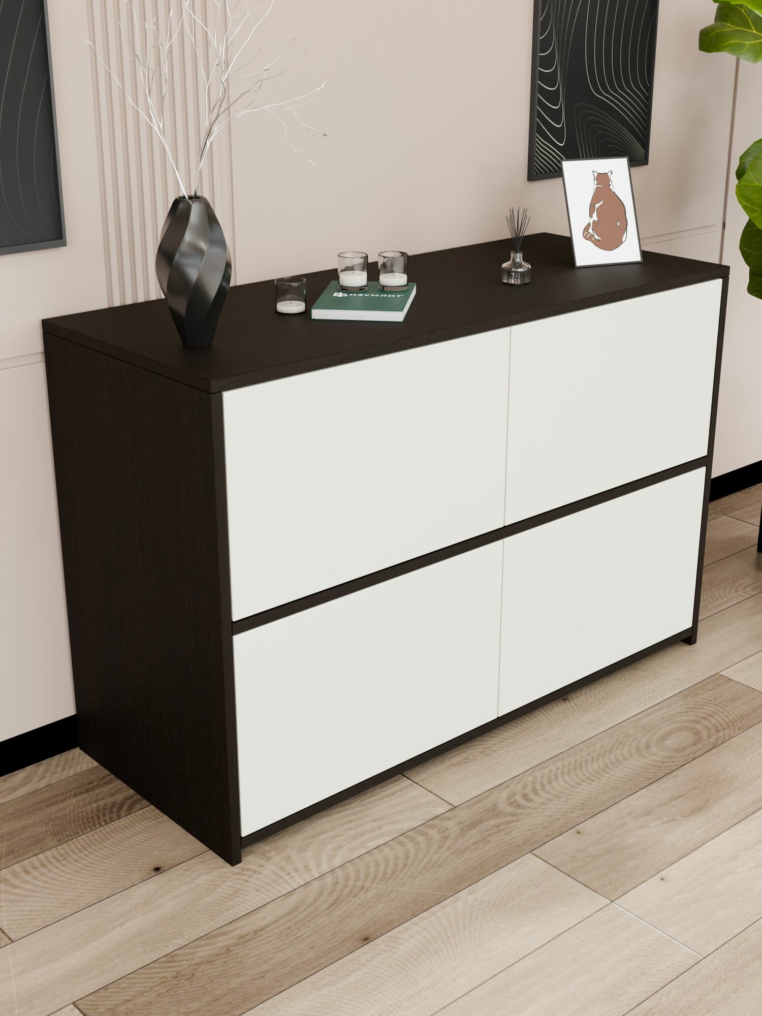 Изумлит Комод для белья и одежды Каллисто 100х66.8х40 см, венге/бежевый