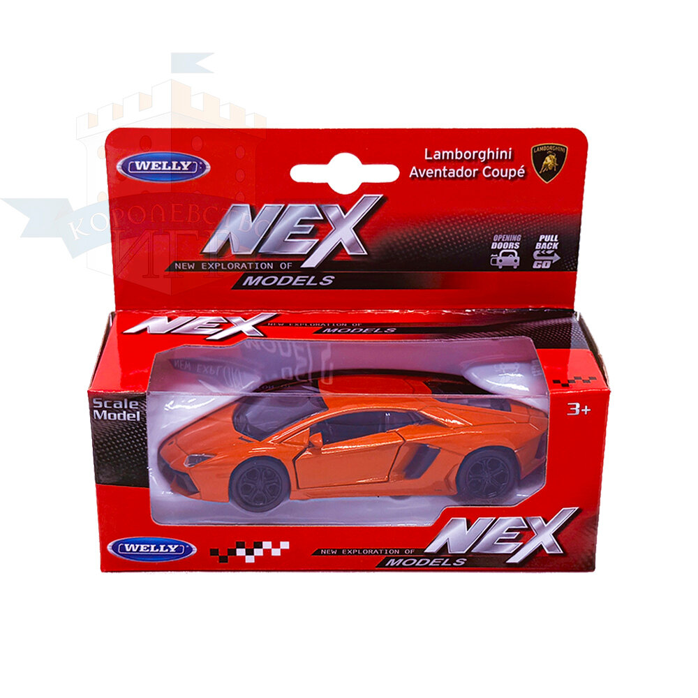 Машинка Welly Lamborghini Aventador Coupe, оранжевый, 1:38, арт.43643W-O