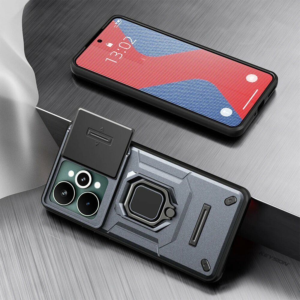 KEYSION чехол для Realme 15 Pro 5G, серый, с кольцом-подставкой