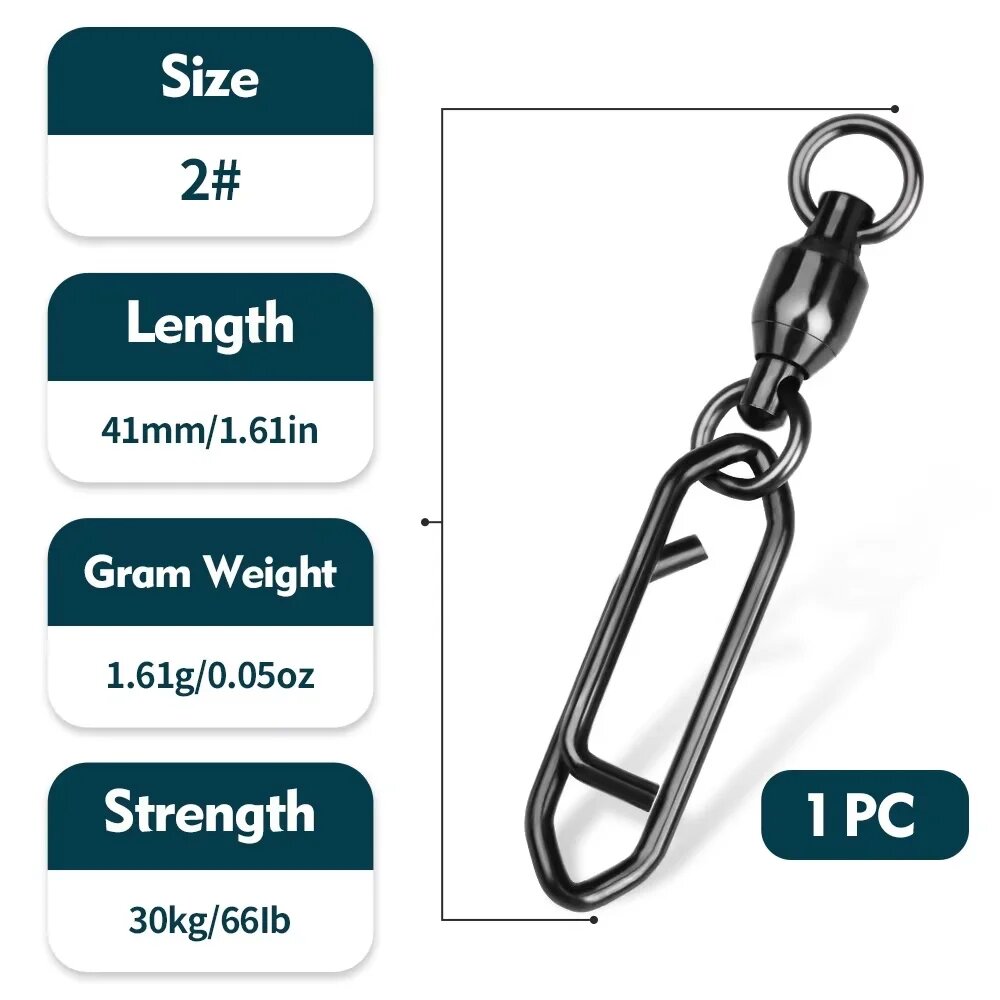 Вертлюг рыболовный Size 2, 41 мм, 30 кг, 1 шт