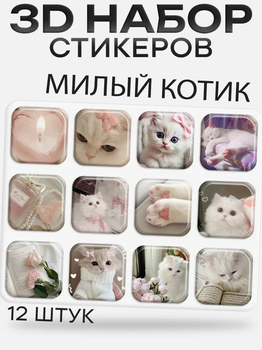 3D стикеры на телефон милый котик