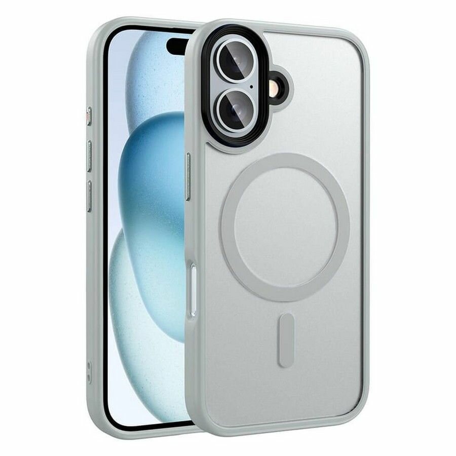 Силиконовая накладка Magsafe с бортом для Apple iPhone 17 серый
