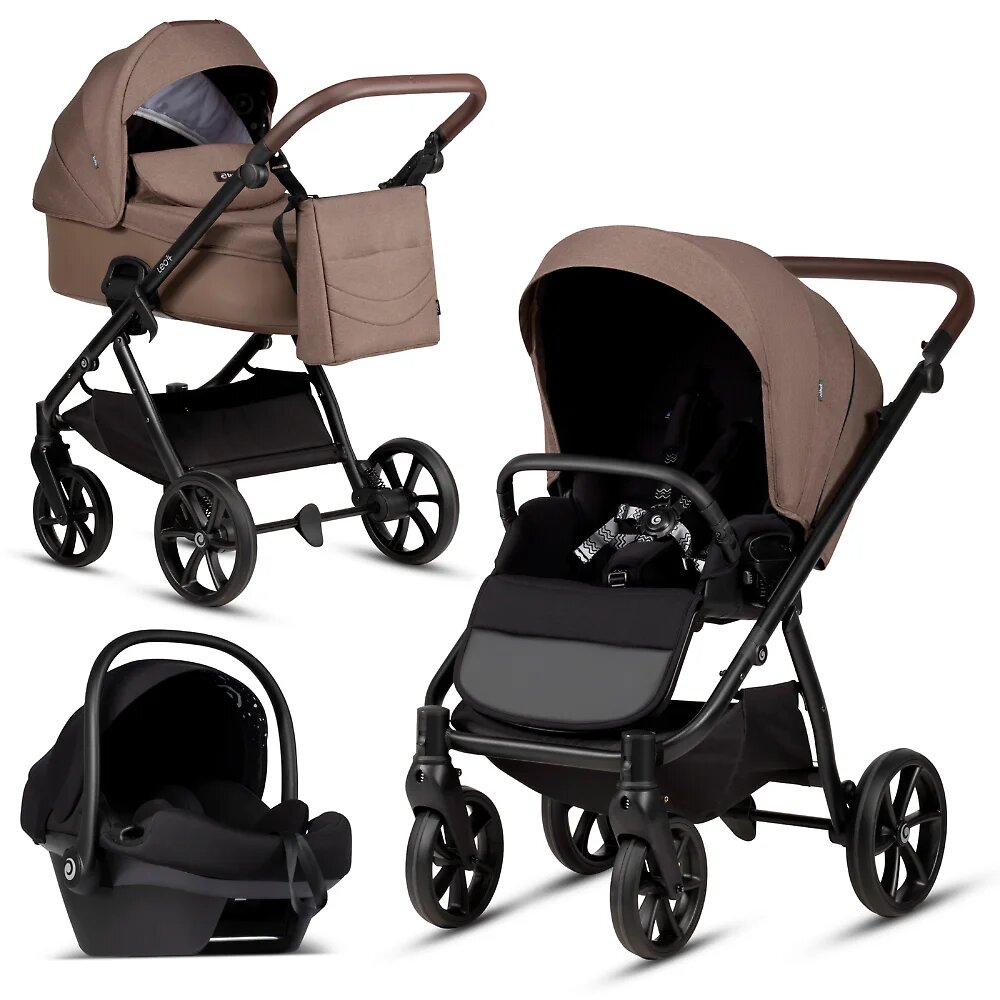 Детская коляска 3в1 Tutis Leo 3+, цвет Brown (Тёмно-коричневый)