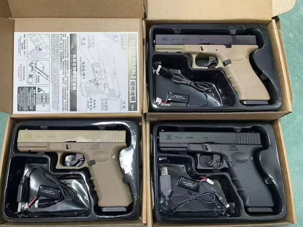 Игрушечное оружие Glock 17, тактический набор, с ИК-фонарем, для мальчиков, черный, металл — фото 1