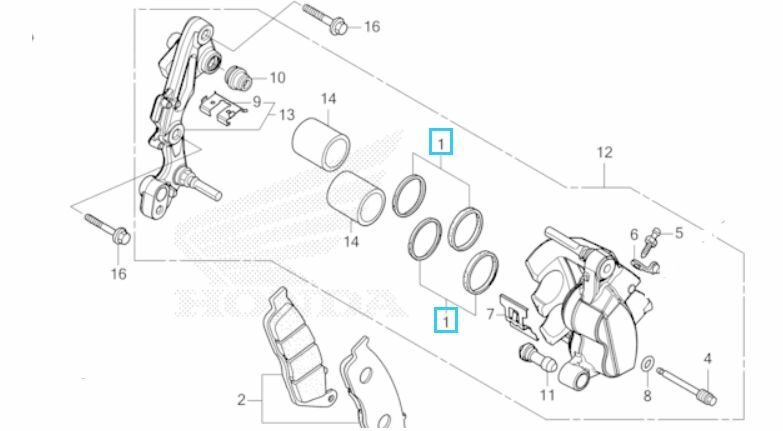 Ремкомплект переднего суппорта для мотоцикла Ноnda; Артикул Honda: 06431MA3405 (Оригинал)