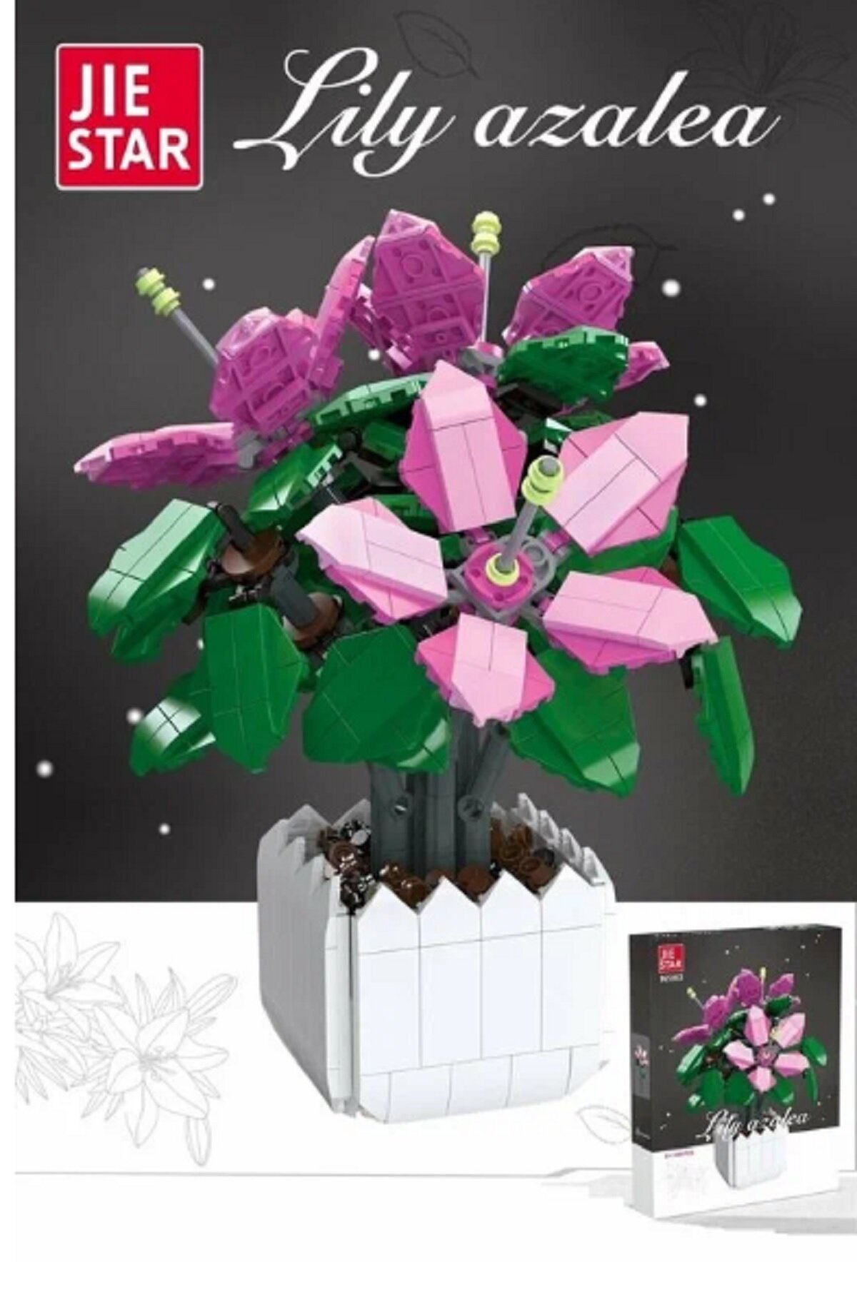 Конструктор для девочек Jie Star 92363 Цветы Азалия 698 деталей 6+