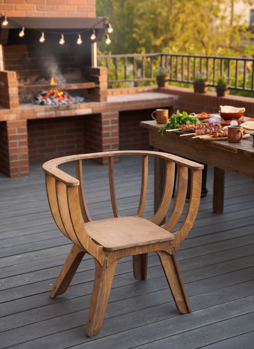 Садовое кресло "ракушка XL" для отдыха на даче и дома, цвет светлый дуб, без подушки