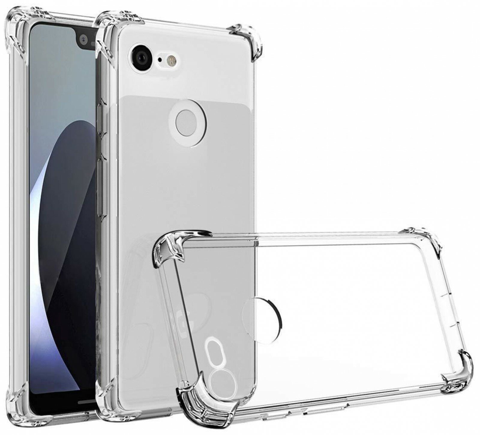 Чехол накладка MyPads для Google Pixel 3 с защитными заглушками и усиленными углами, силикон прозрачный