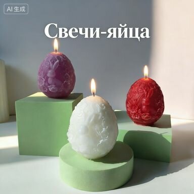 Пасхальная свечка кролик с яйцом