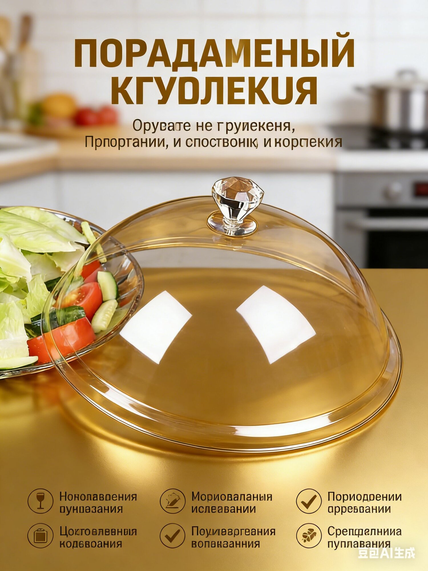 Крышка для подачи блюд, диаметр 16 см, прозрачная