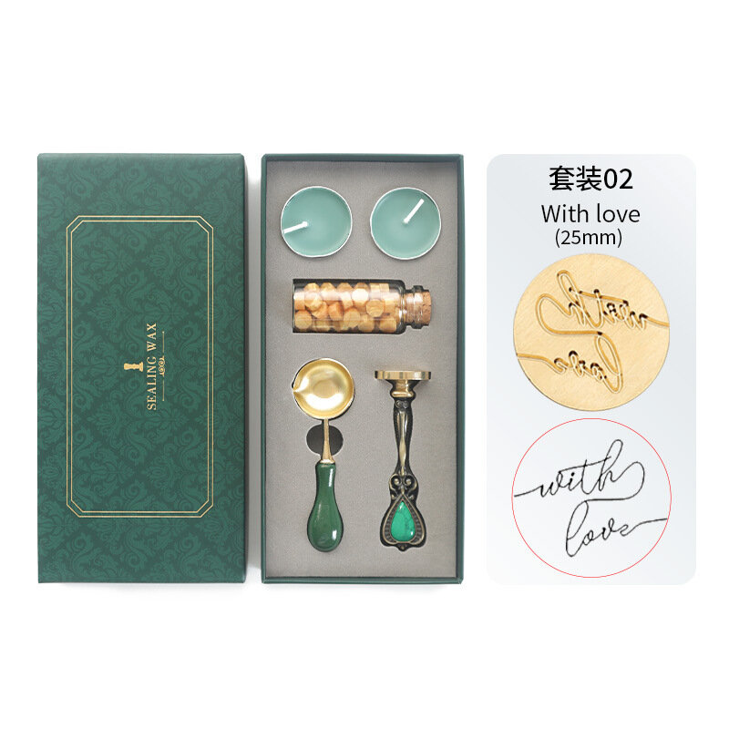 Оптовая продажа от производителя: Набор для печатей из воска, набор восковых бусин, одноголовочный набор для печатей из воска в темно-зеленом цвете.