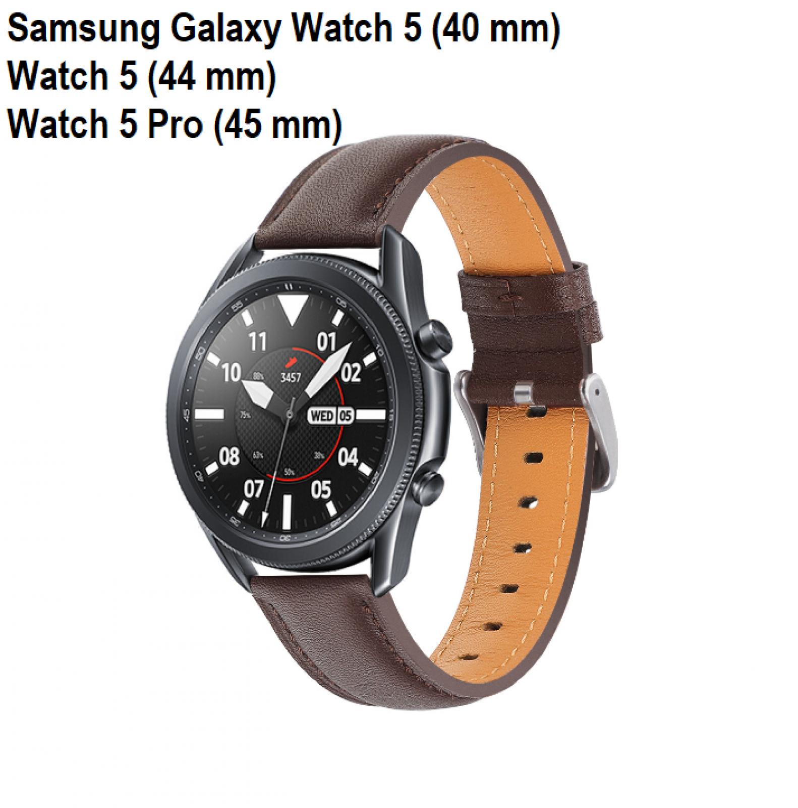 Сменный ремешок MyPads Skin из натуральной кожи для Samsung Galaxy Watch 5 и 5 Pro, темно-коричневый