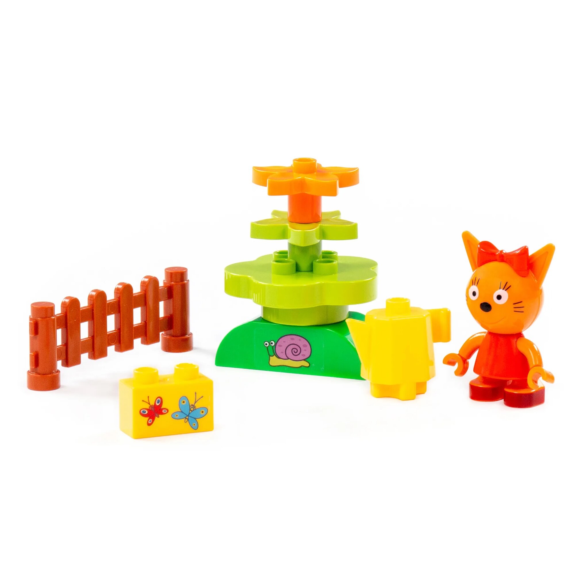 Конструктор Полесье серия Макси - Три кота. Карамелька и клумба (8 эл, в коробке) 63752