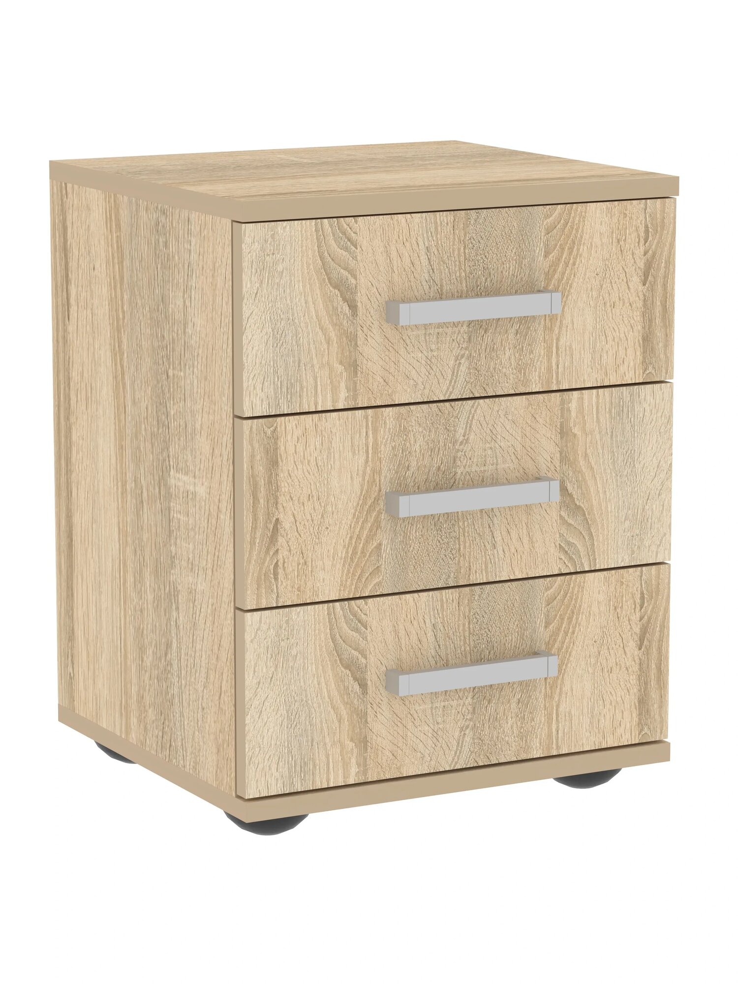 Тумба прикроватная №4, ЛДСП, три выдвижных ящика - дуб сонома
