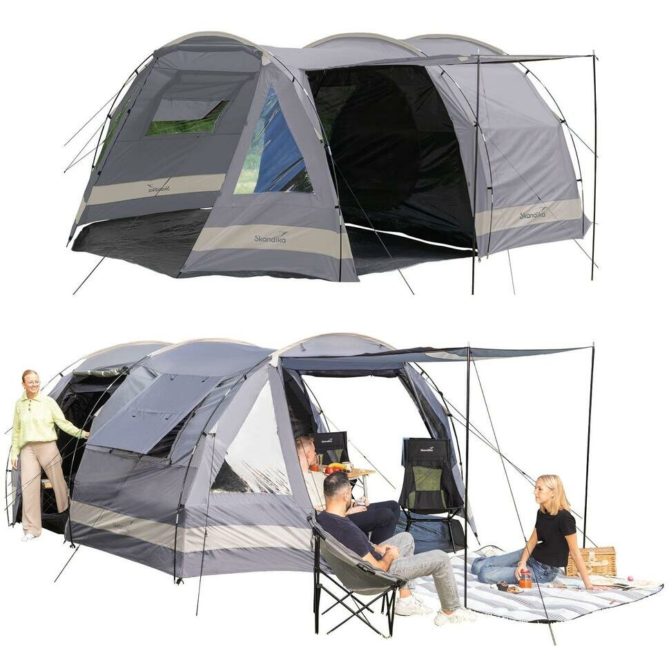Decathlon Кемпинговая палатка Skandika Kambo 4 туннельного типа, на 4 человека, с затемненной спальней.